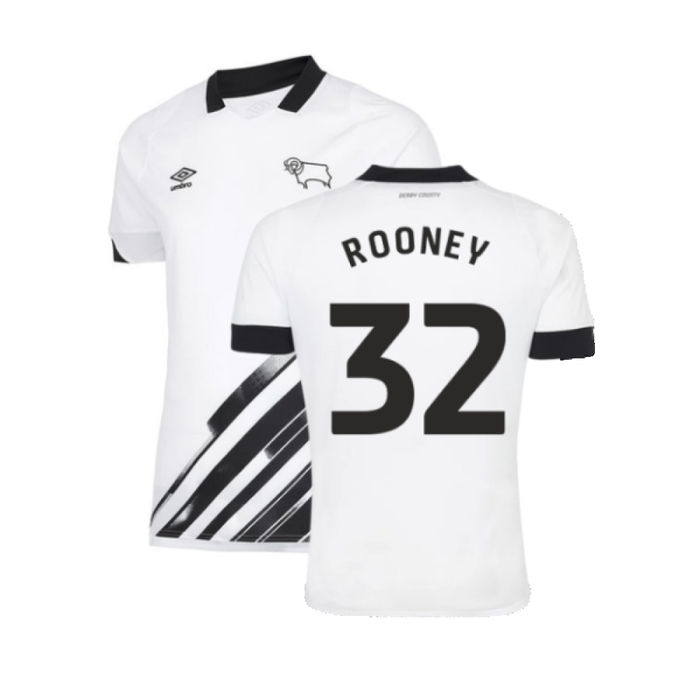 Derby County 2022-23 Home Shirt (Sponsorless) (L) (Rooney 32) (Mint) — Soccer Clasico